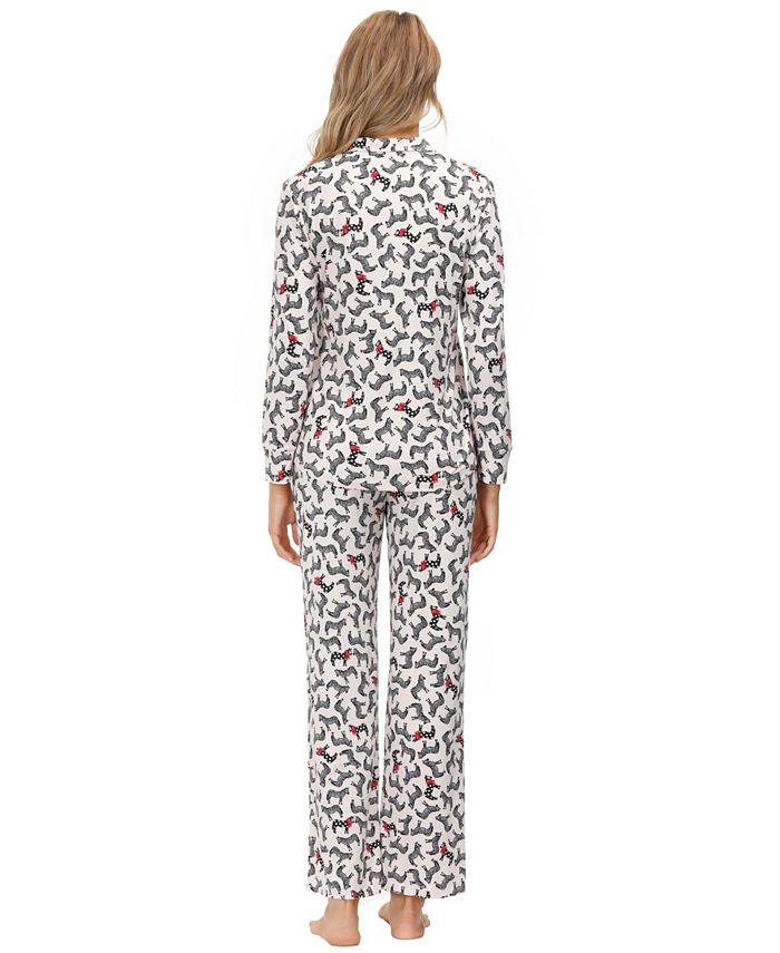 Beautyrest Echo Women's Ribbon Folded Notch 2 Piece Pajama Set - Macy's