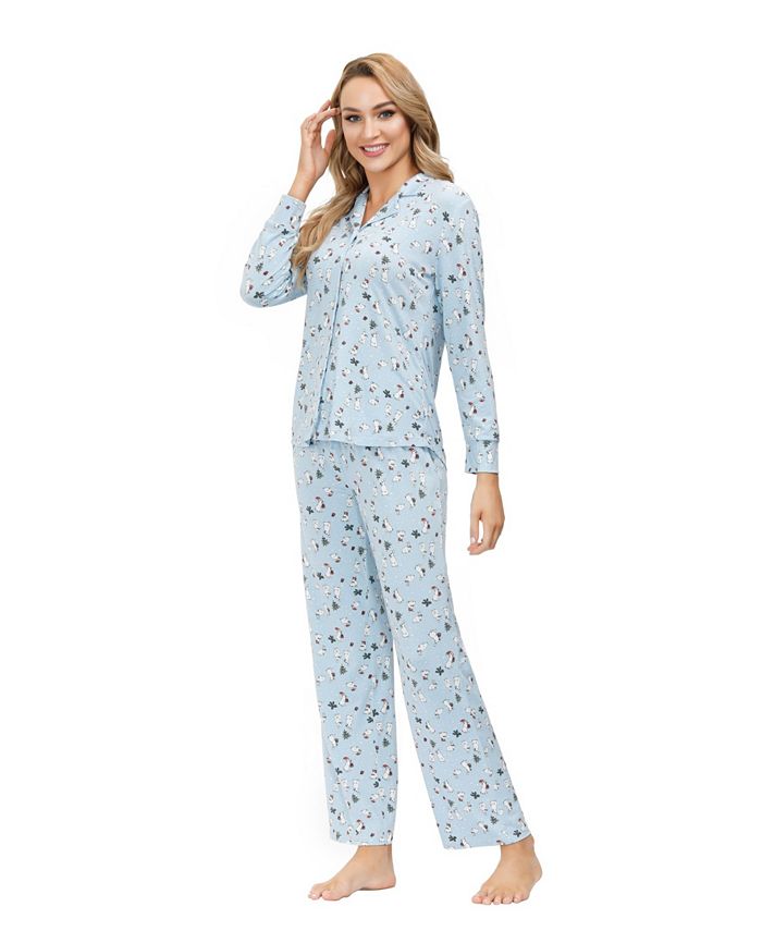 Beautyrest Echo Women's Ribbon Folded Notch 2 Piece Pajama Set - Macy's