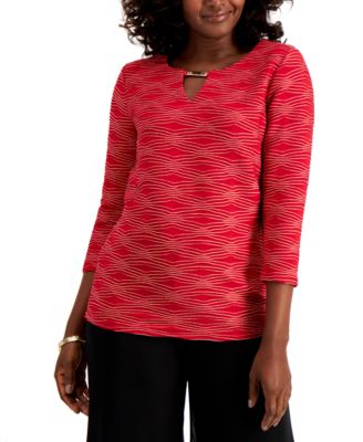 JM Collection Jacquard Metallic Top, Created for Macy's - Macy's