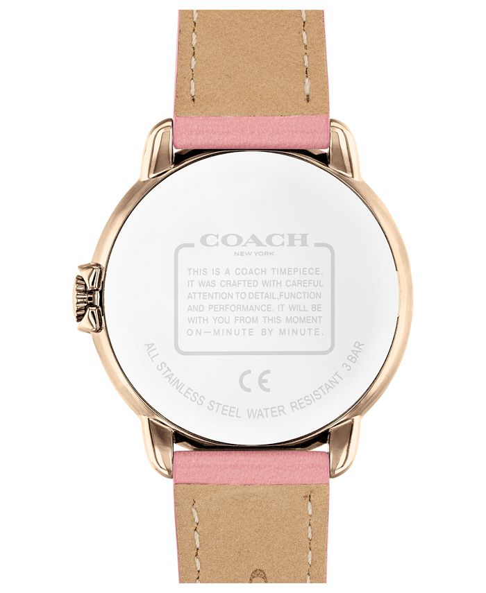 COACH Women's Arden Pink Leather Strap Watch 36mm - Macy's