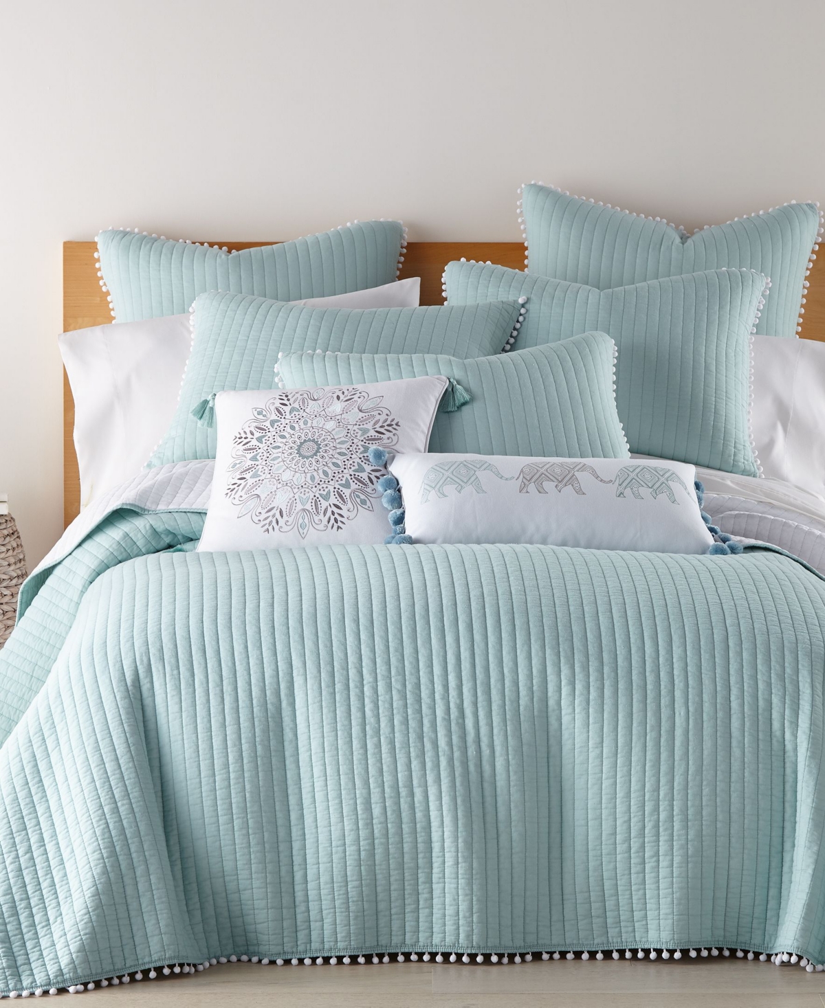 Click here for Levtex Pom Pom Quilt  King - Blue prices