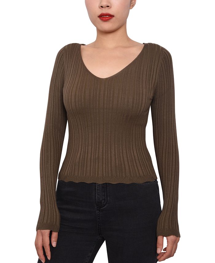 Planet Gold Juniors' Rib-Knit Strappy-Back Sweater - Macy's
