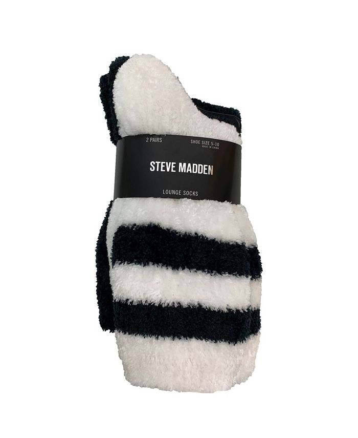 Steve Madden Women's Fuzzy Chenille Lounge Crew Sock, 2 Pack - Macy's