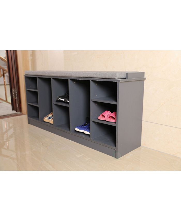 Basicwise Vintiquewise Wooden Shoe Cubicle Storage Entryway Bench with ...