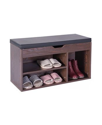Basicwise Vintiquewise Entryway Storage Shoe Rack with Top Seat - Macy's