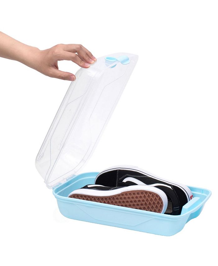Basicwise Vintiquewise Plastic Shoe Box Storage Container With Clear
