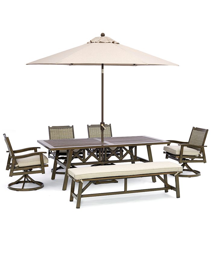 Agio Kathan 84" x 42" Rectangle Aluminum Outdoor Dining Table , Created ...