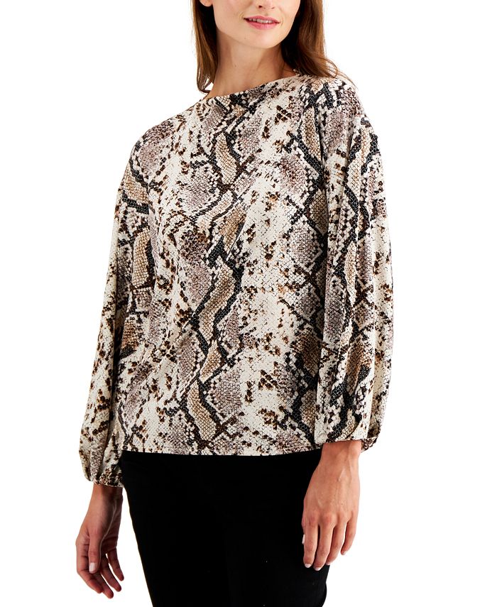 Alfani Plus Size Snakeskin-Print Top, Created for Macy's - Macy's