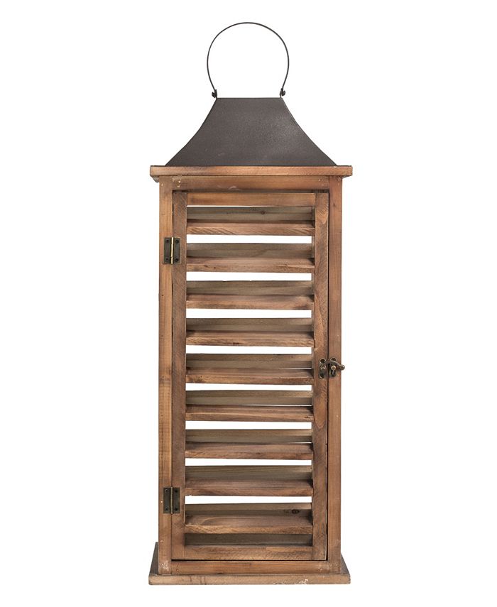 Glitzhome Set of 2 Farmhouse Natural Wooden Shutter Lanterns - Macy's