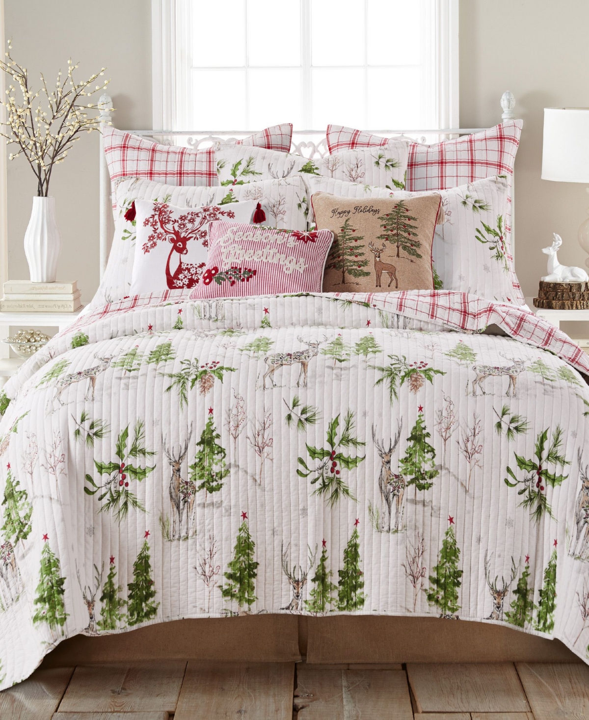 Click here for Levtex Sleigh Bells Quilt  King - Green prices