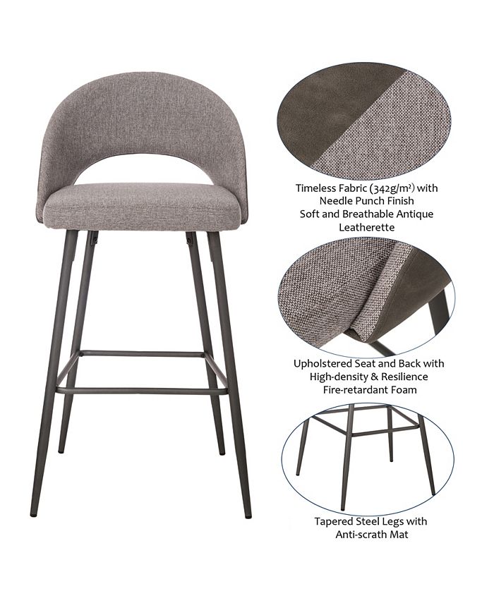 Glitzhome Bar Stool with Tapered Legs, Set of 2 - Macy's