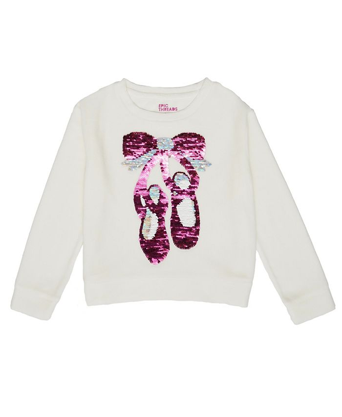 Epic Threads Little Girls Long Sleeve Flip Sequin Ballet Shoes Velour ...