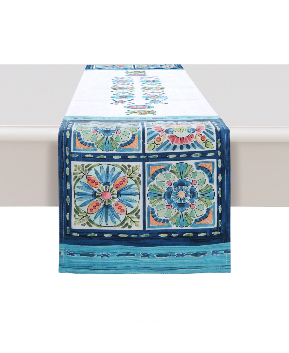 Click here for Laural Home Boho Plaza 13x90 Table Runner - Blue A... prices