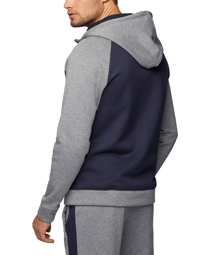 BOSS Hugo Boss Men's Colorblocked Logo-Print Hooded Fleece Track Jacket ...