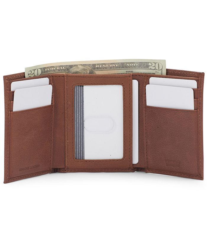 Levi's Men's Leather Brown RFID Trifold Wallet - Macy's