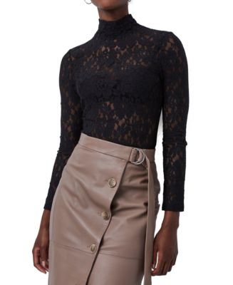 French Connection Lace Mock-Neck Top - Macy's