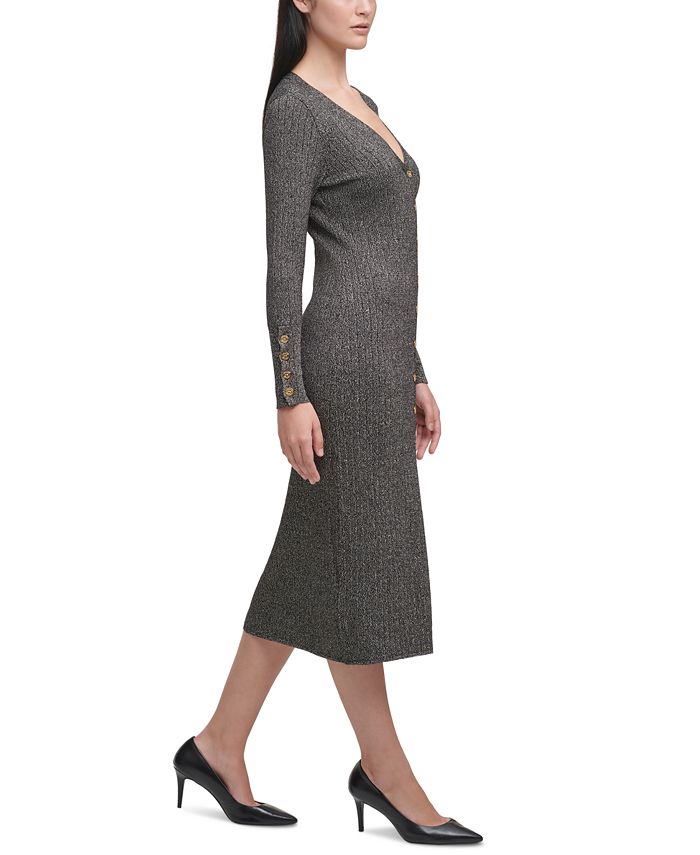 Calvin Klein Button-Front Sweater Dress - Macy's