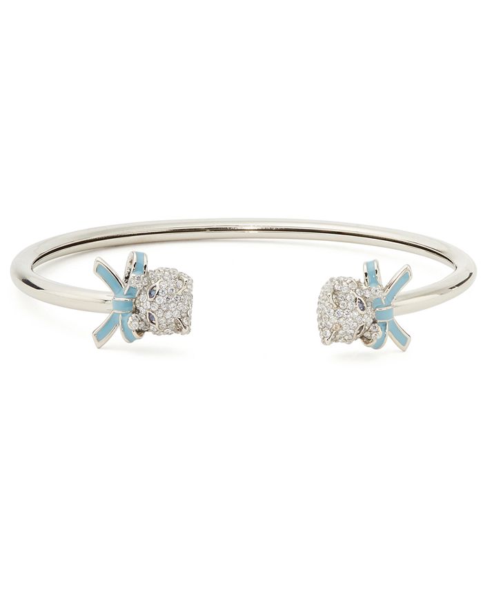 kate spade new york Silver-Plated Pavé Cat & Bow Flexi-Cuff Bracelet ...