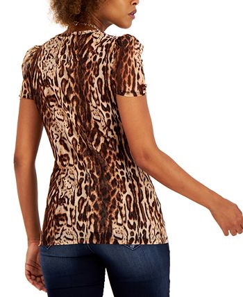 INC International Concepts INC Printed Puff-Sleeve Top, Created for ...