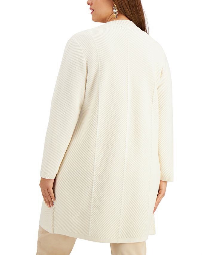 Alfani Plus Size Ribbed-Knit Long Cardigan, Created for Macy's ...