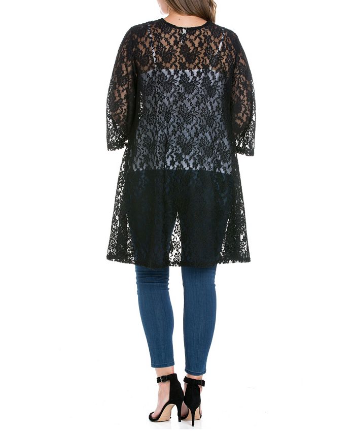 24seven Comfort Apparel Women's Plus Size Lace Cardigan - Macy's