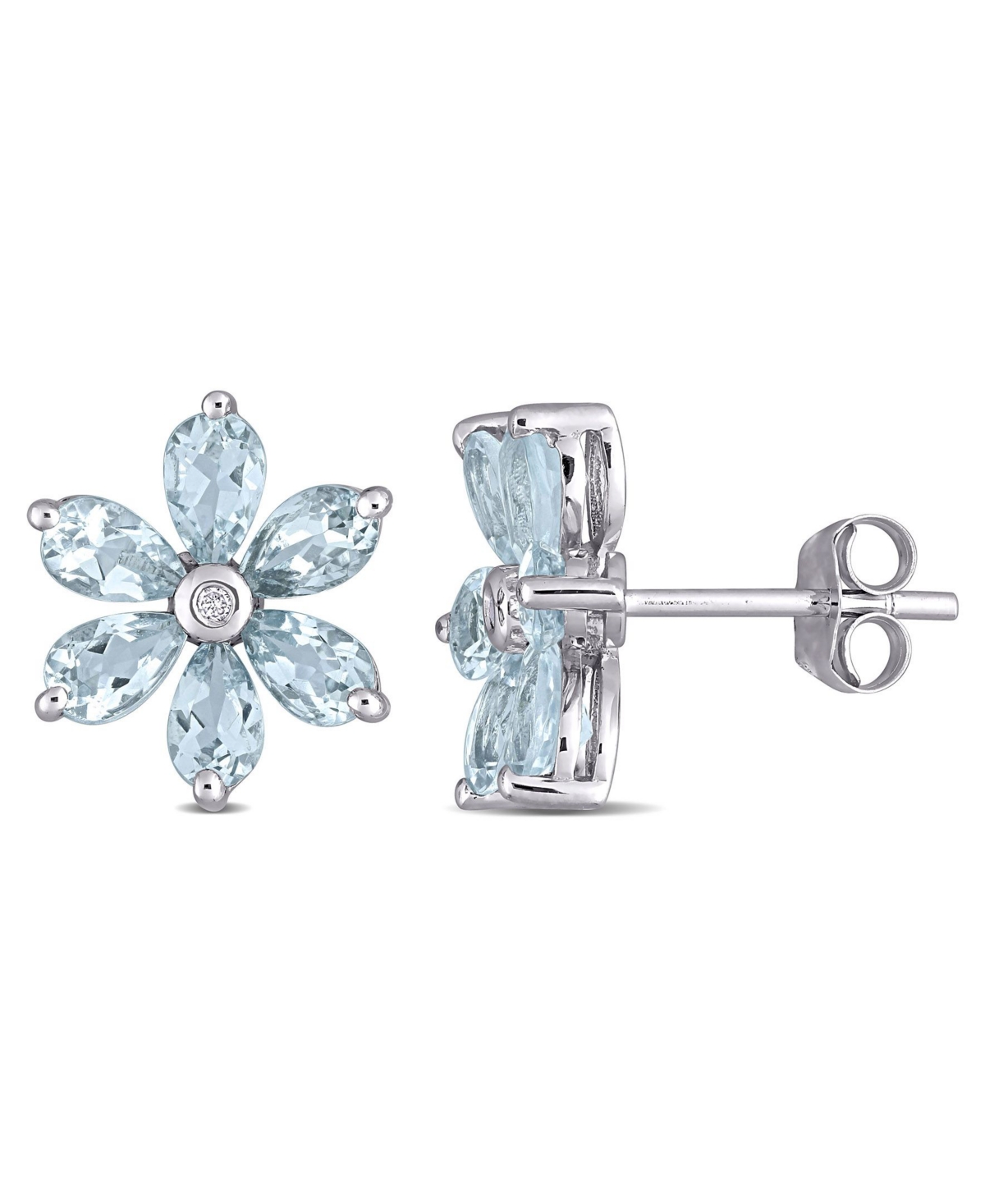 Click here for Aquamarine and Diamond Accent Floral Stud Earrings... prices