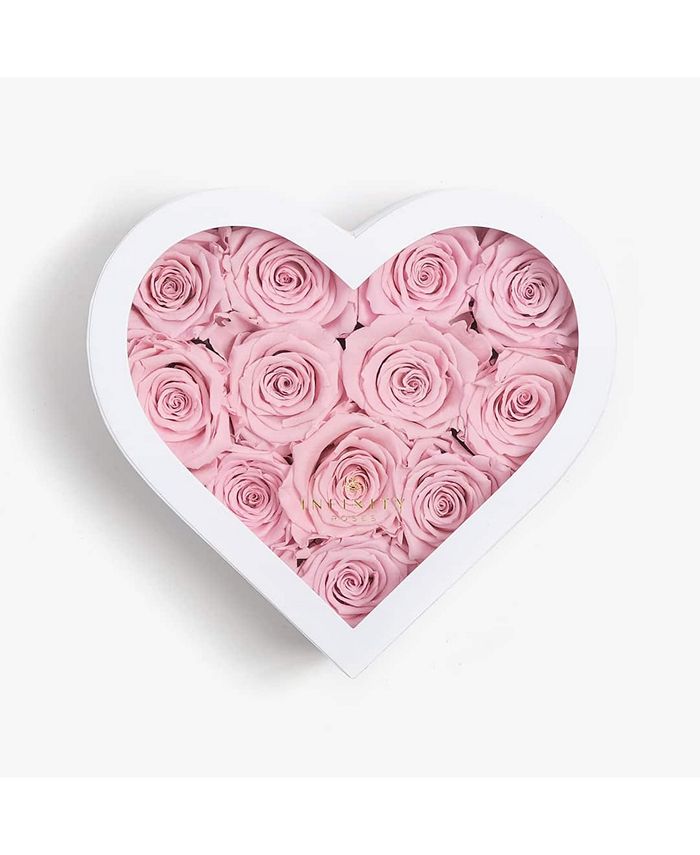 Infinity Roses Heart Box of 12 Pink Real Roses Preserved to Last Over a ...
