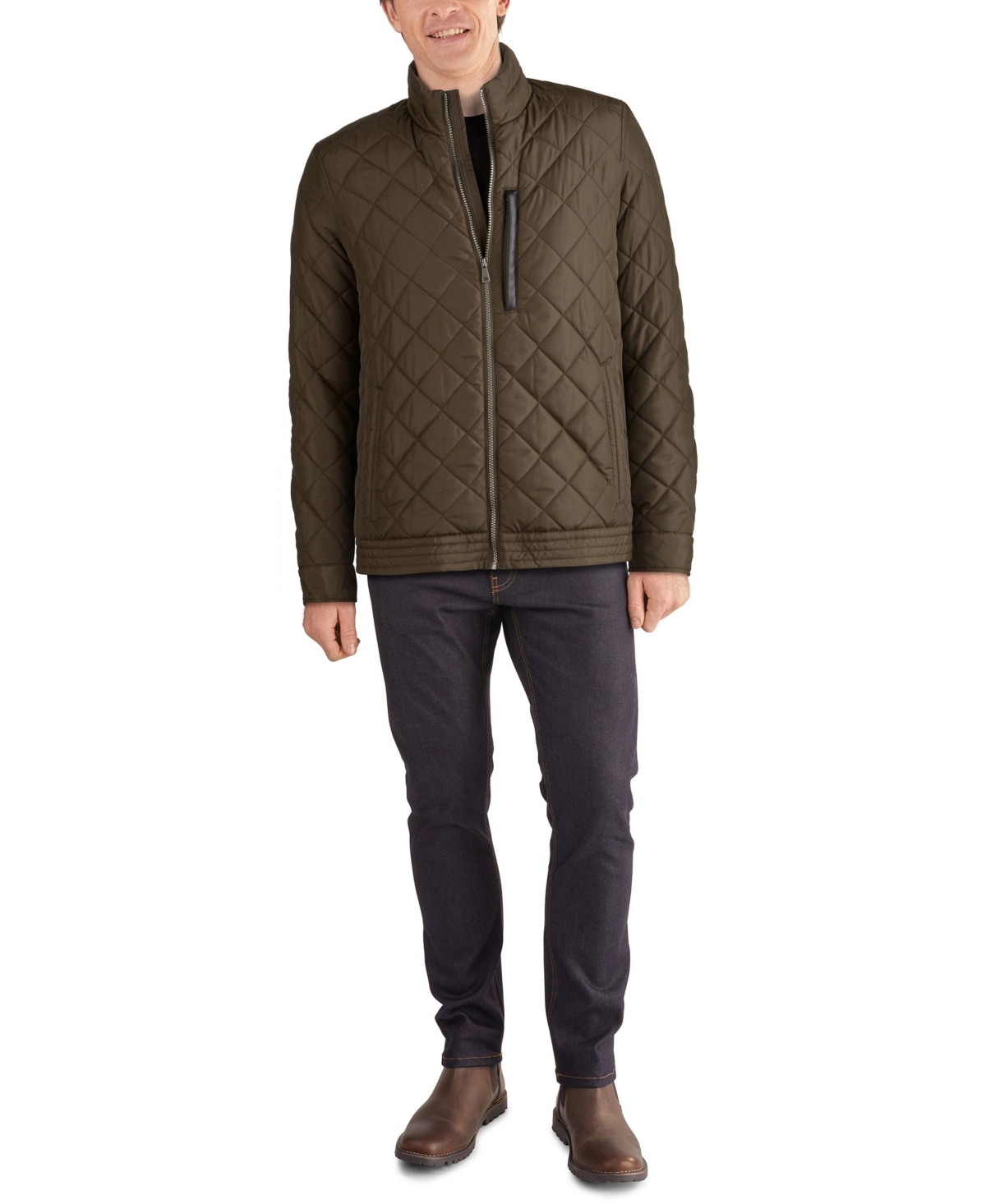 Click here for Cole Hann Mens Diamond Quilt Jacket with Faux Sher... prices