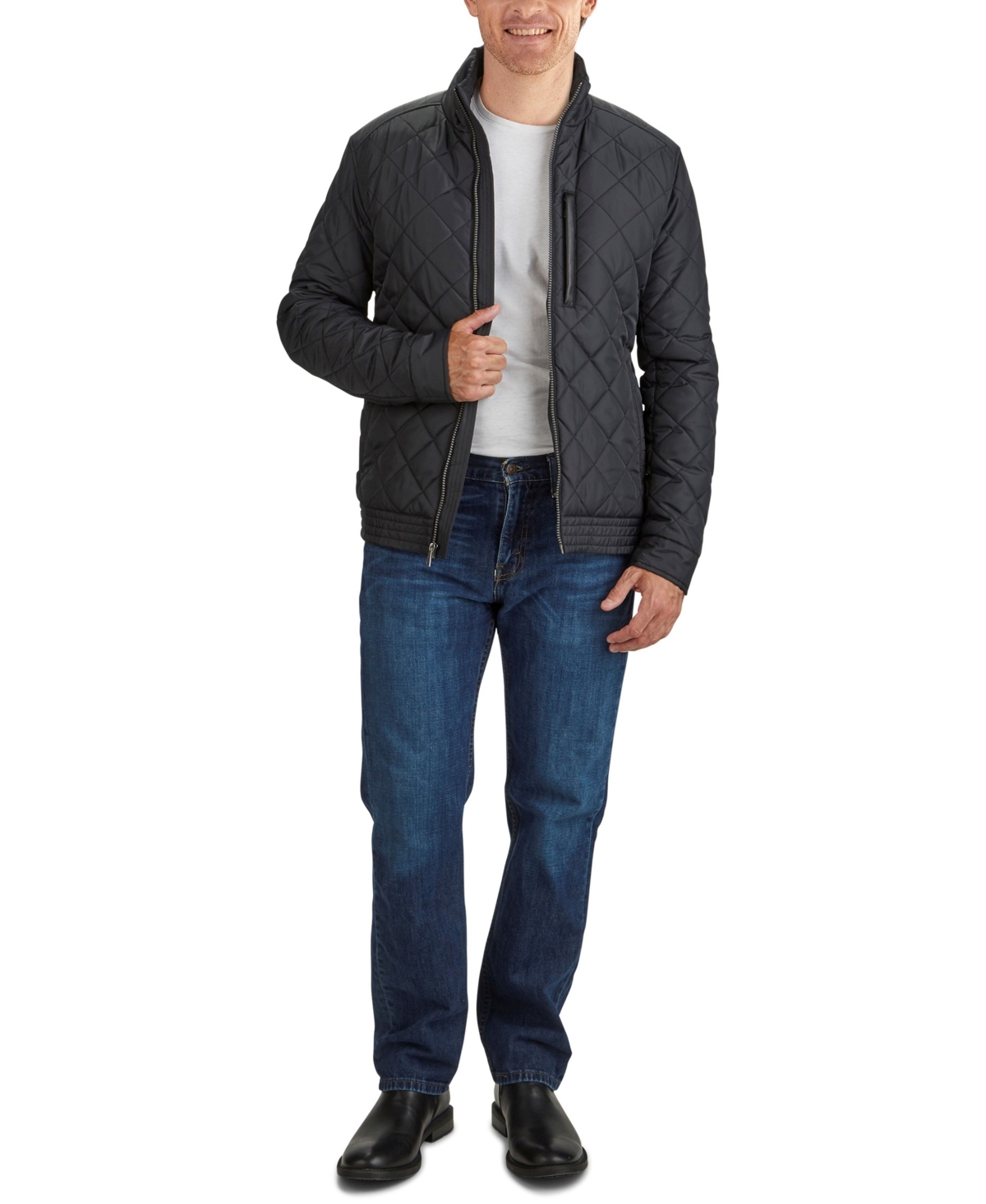 Click here for Cole Hann Mens Diamond Quilt Jacket with Faux Sher... prices