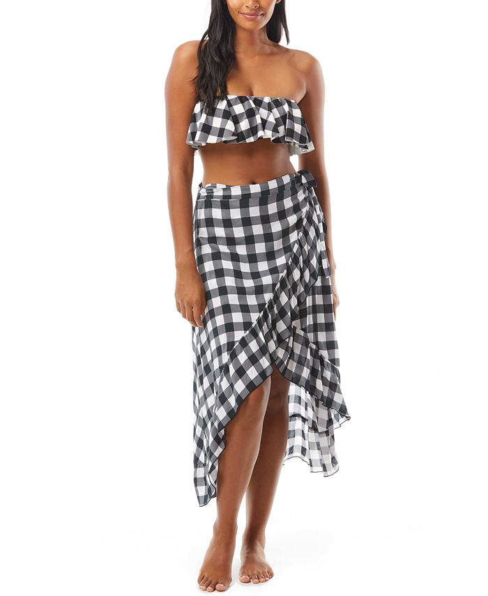 kate spade new york Plaid Ruffle Pareo Cover-Up - Macy's