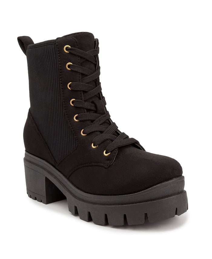 Sugar Women's Control Lug Sole Lace-Up Combat Booties - Macy's