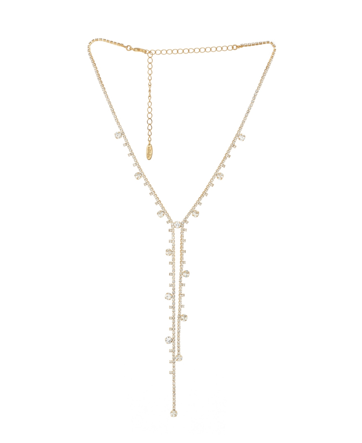 Click here for Elegant Crystal Drop Chain Lariat Necklace - Gold prices