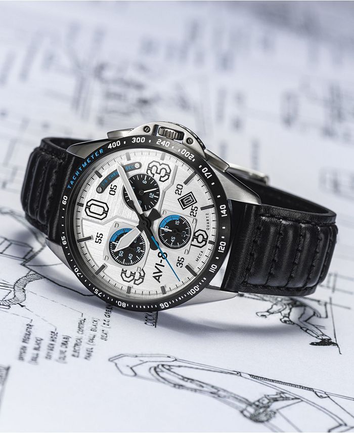 AVI-8 Men's P-51 Mustang Blakeslee Chronograph Command Pilot Black ...