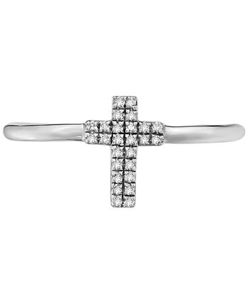 EFFY Collection EFFY® Diamond Cross Ring (1/20 ct. t.w.) in Sterling ...
