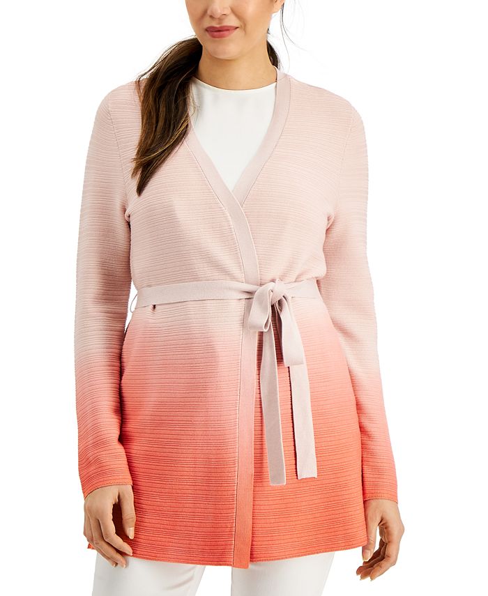 JM Collection Ombré Belted Cardigan, Created for Macy's - Macy's