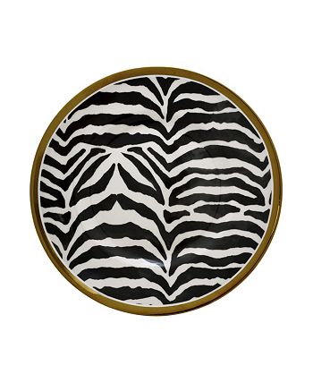 222 Fifth Serengeti Zebra with Electropated Gold16 Piece Dinnerware Set ...