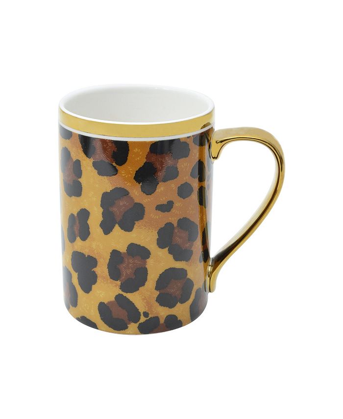 222 Fifth Serengeti Leopard with Electropated Gold 16 Piece Dinnerware ...