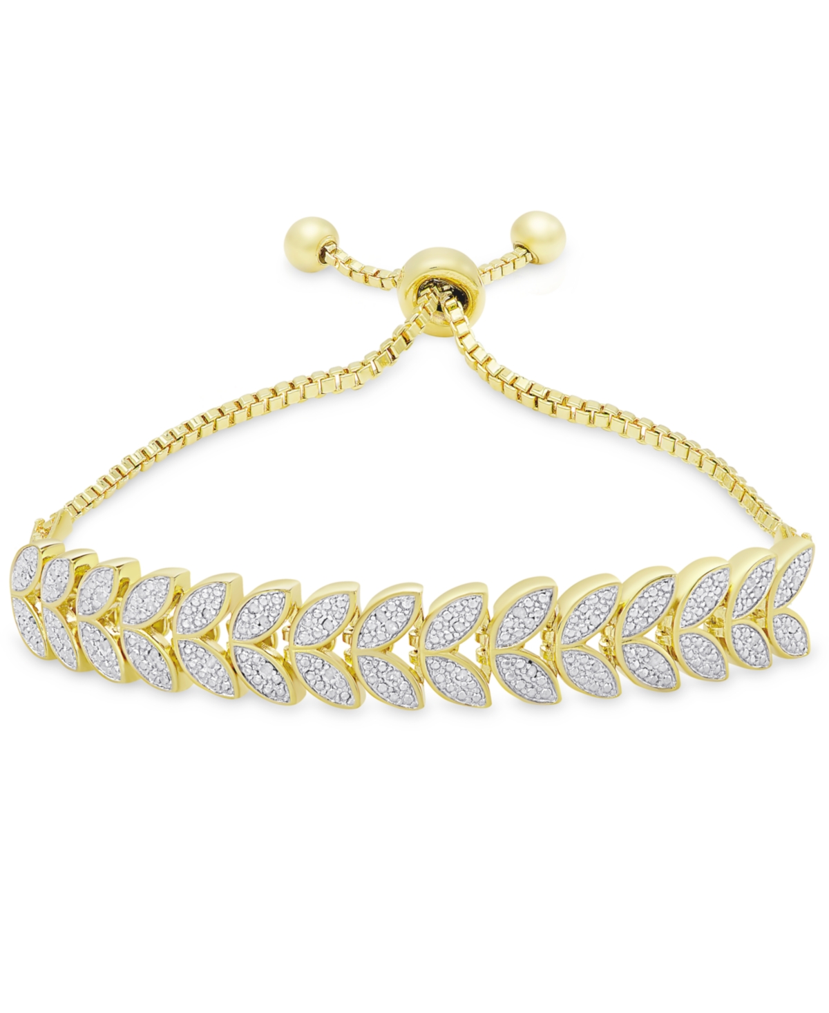 Click here for Diamond Accent Leaf Bolo Adjustable Bracelet - Gol... prices