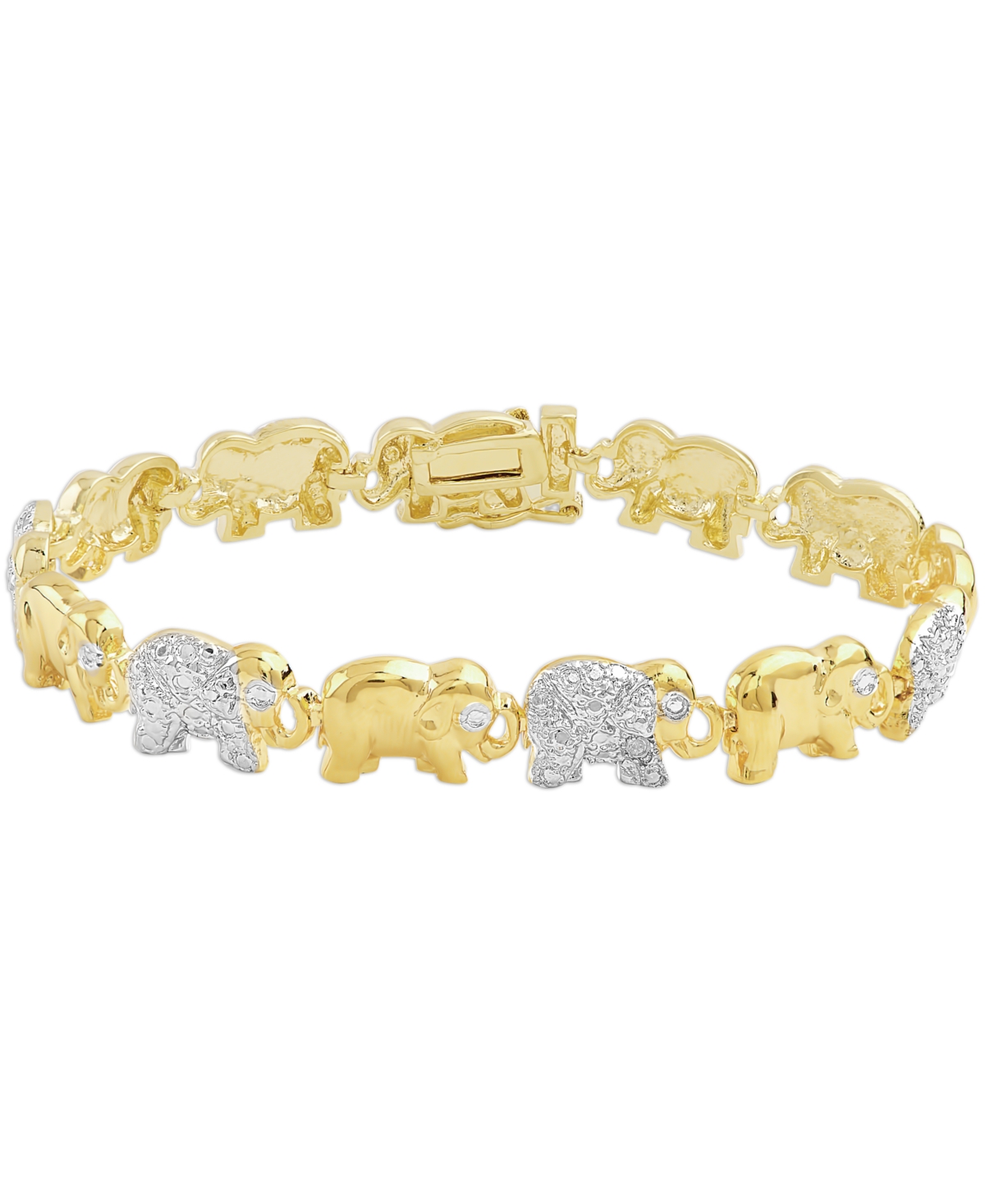 Click here for Diamond Accent Elephant Link Bracelet in Silver Pl... prices
