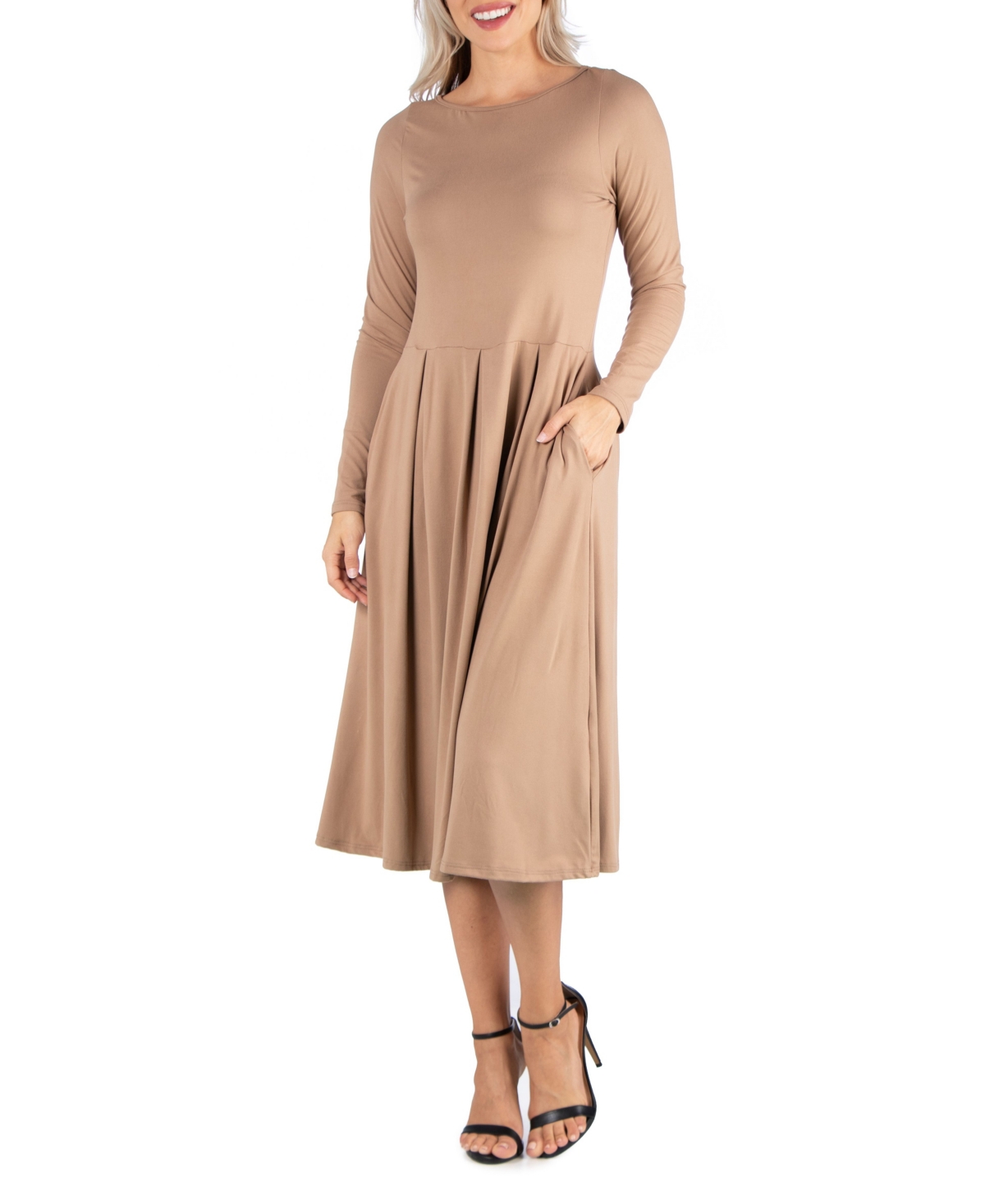 Click here for Womens Midi Length Fit and Flare Dress - Wheat prices