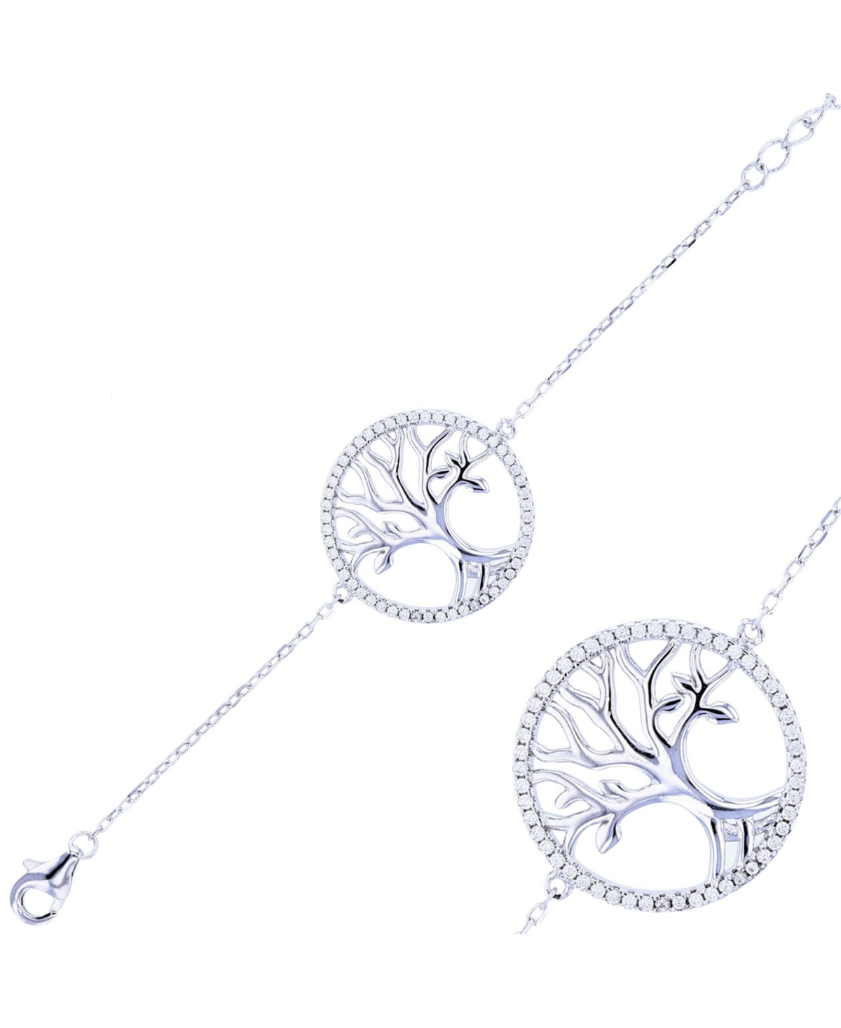 Click here for Cubic Zirconia Tree Of Life Circle Bracelet in Ste... prices