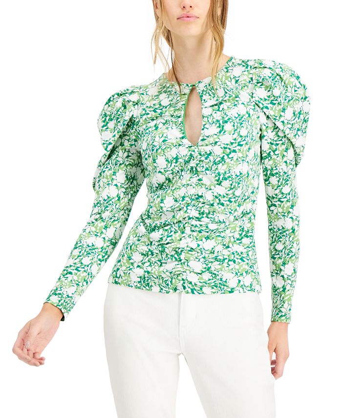 Inc International Concepts Printed Ruched Keyhole Top Created For Macy