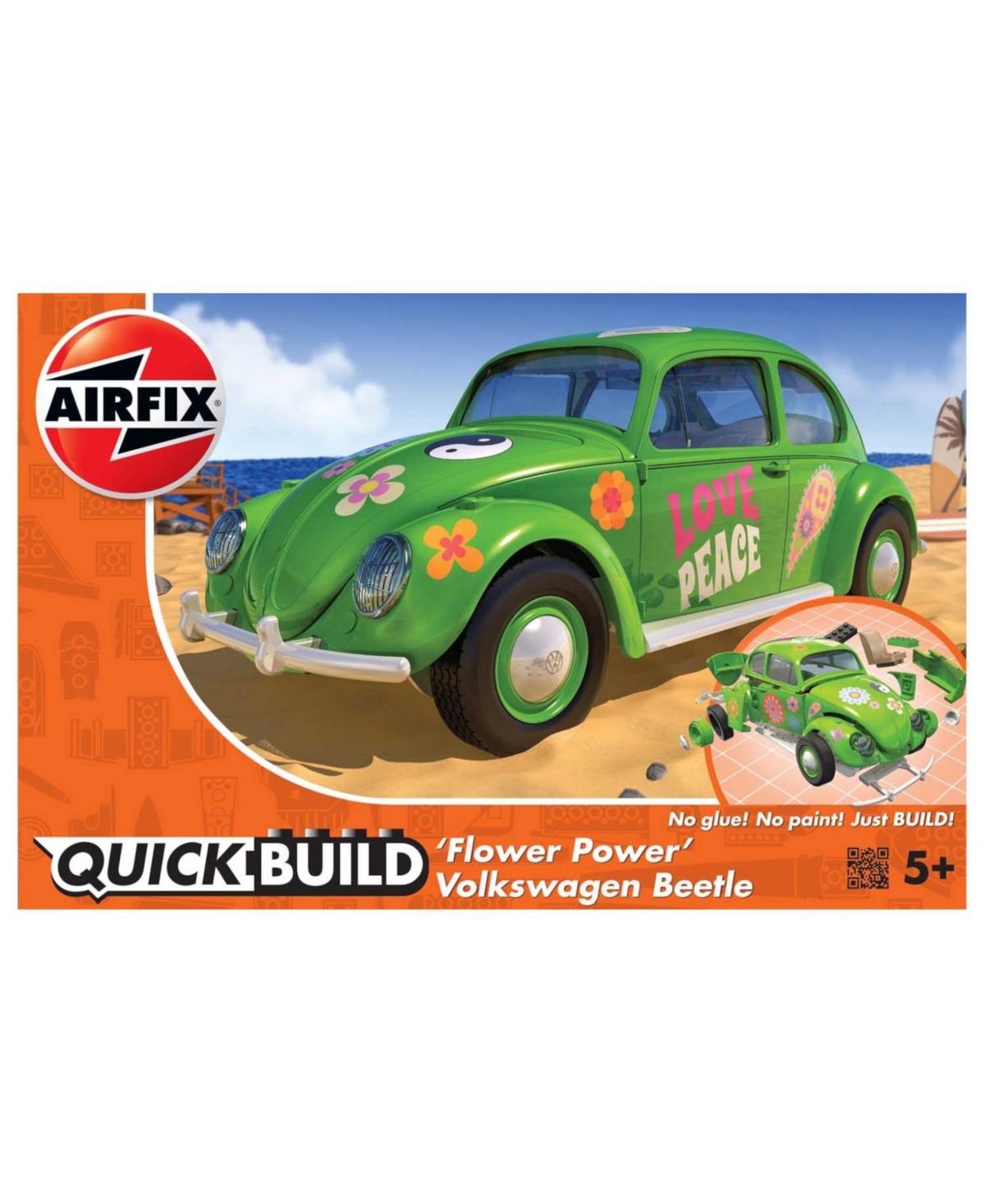 Airfix Quickbuild Volkswagen Beetle Flower Power Brick Building Plastic ...