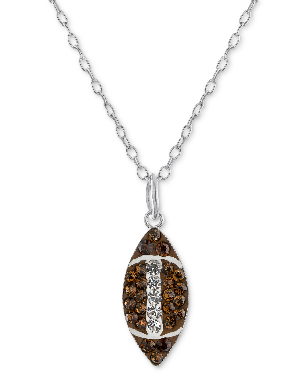 Click here for Crystal Brown & White Football 18 Pendant Necklace... prices