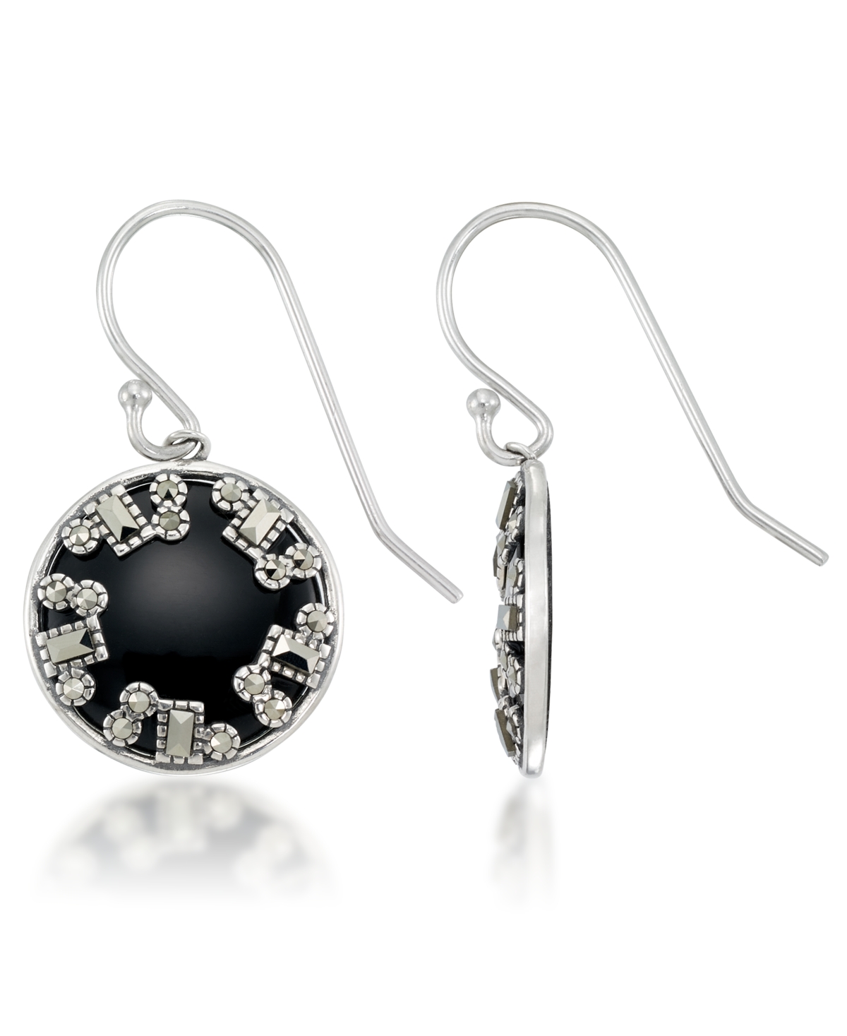 Click here for Square Onyx Disc Dangle Earrings - Black prices