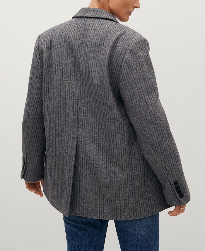 MANGO Women's Striped Wool Blazer - Macy's