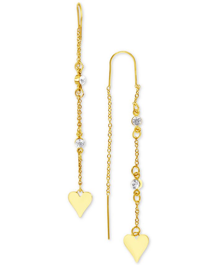 RACHEL Rachel Roy Gold-Tone Heart Crystal Chain Threader Earrings - Macy's