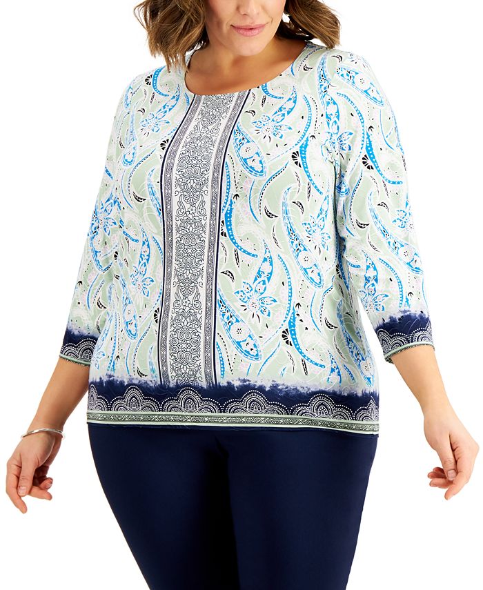 JM Collection Plus Size Printed Top, Created for Macy's - Macy's