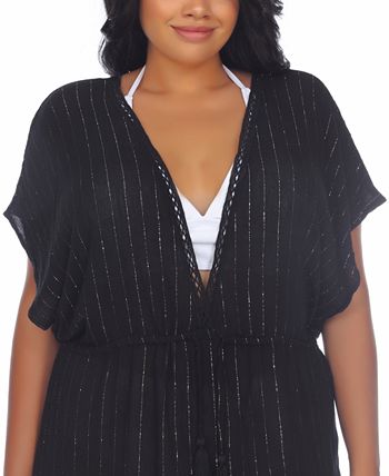 Raviya Plus Size Crochet-Trim Cover-Up Dress - Macy's