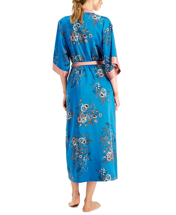 INC International Concepts Contrast-Trim Long Wrap Robe, Created for ...